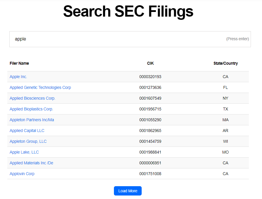 SEC Filings API